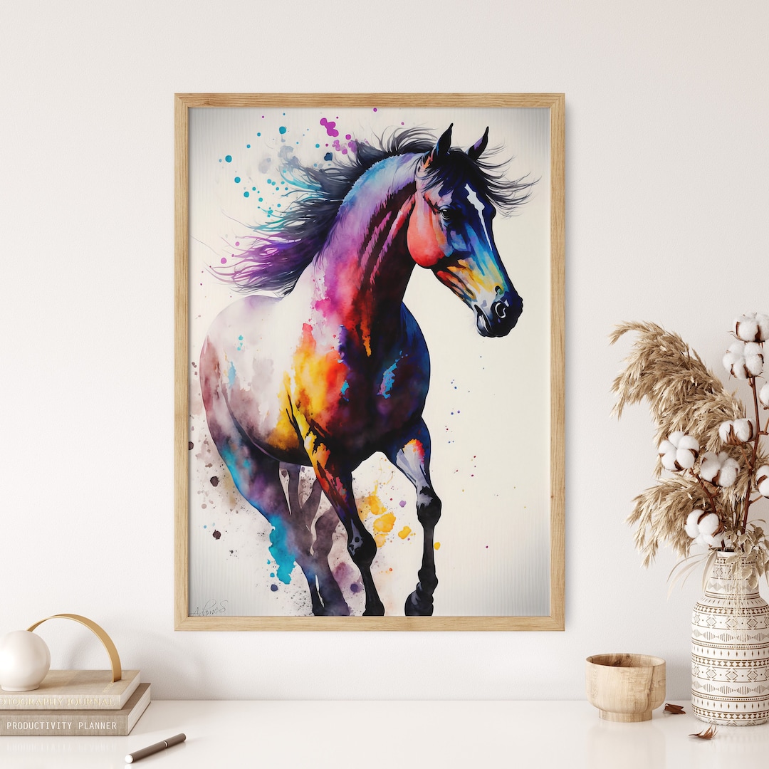 Rainbow Watercolor Horse PRINTABLE ART Digital Download Horse Poster ...