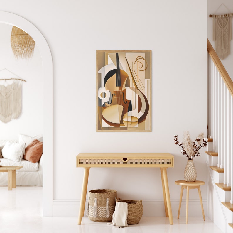 Abstract Violin Printable Oil Painting - Musical Instrument Artwork ...