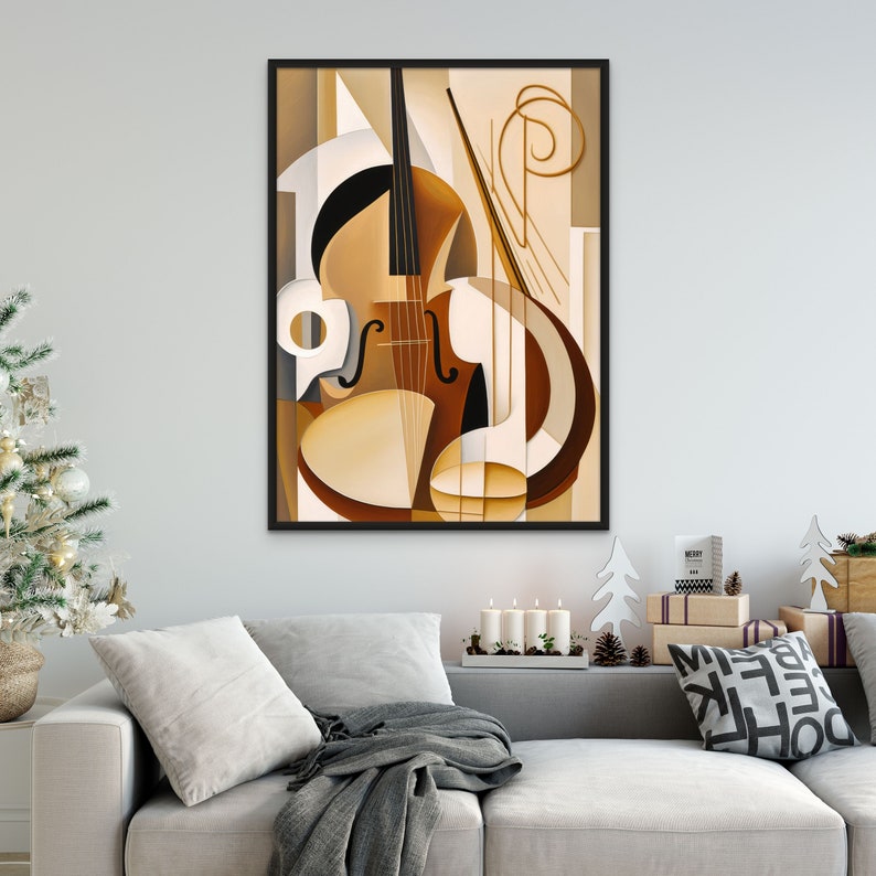 Abstract Violin Printable Oil Painting - Musical Instrument Artwork ...