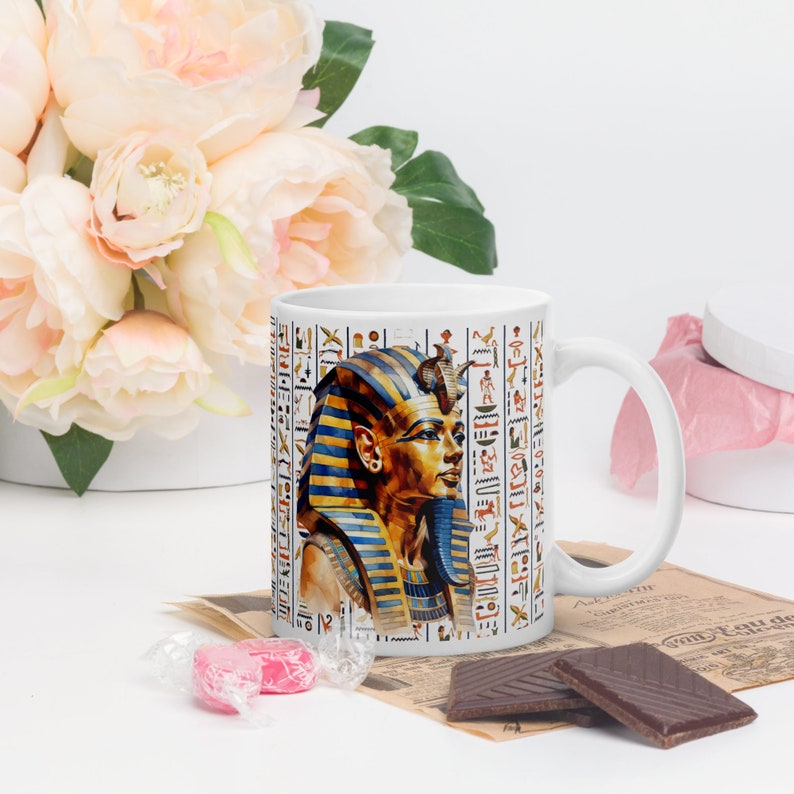 King Tut Mug: Ancient Egyptian Art Mug Ancient Egypt Power Symbol ...