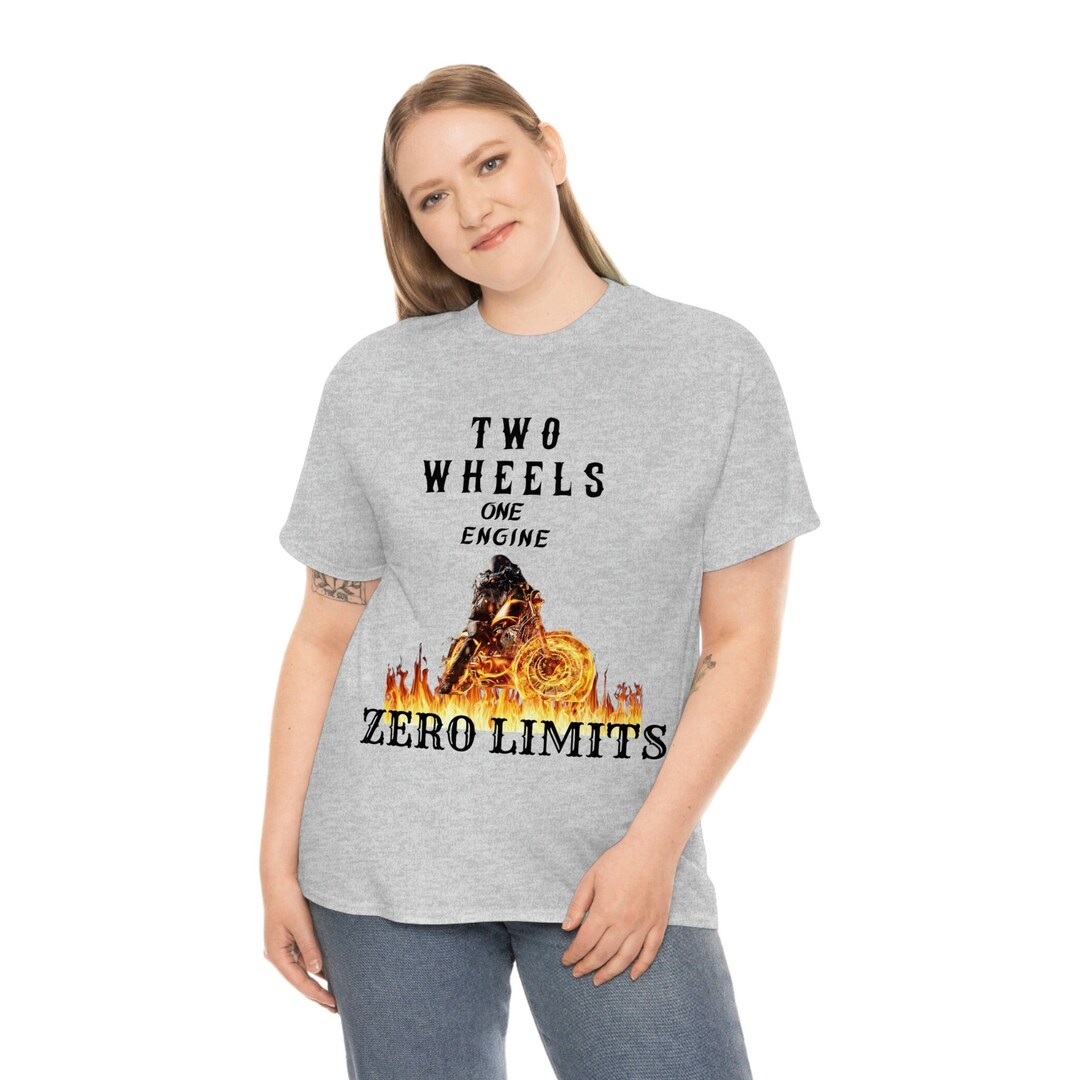 Two Wheels One Engine Motorcycle Shirt, No Limits Motorcycle Tee ...