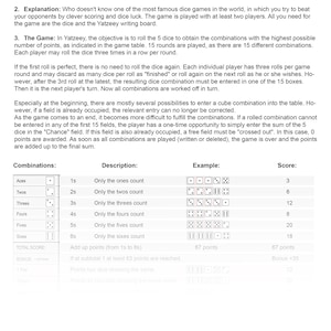 Yahtzee, Yatzy, Triple Printable Score Card. Scoresheets and Game Rules ...