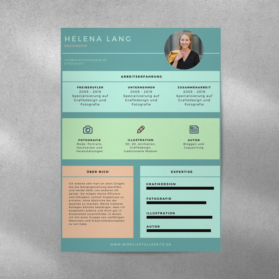 CV Template in German. to Edit and Customize on Canva. Simple - Etsy