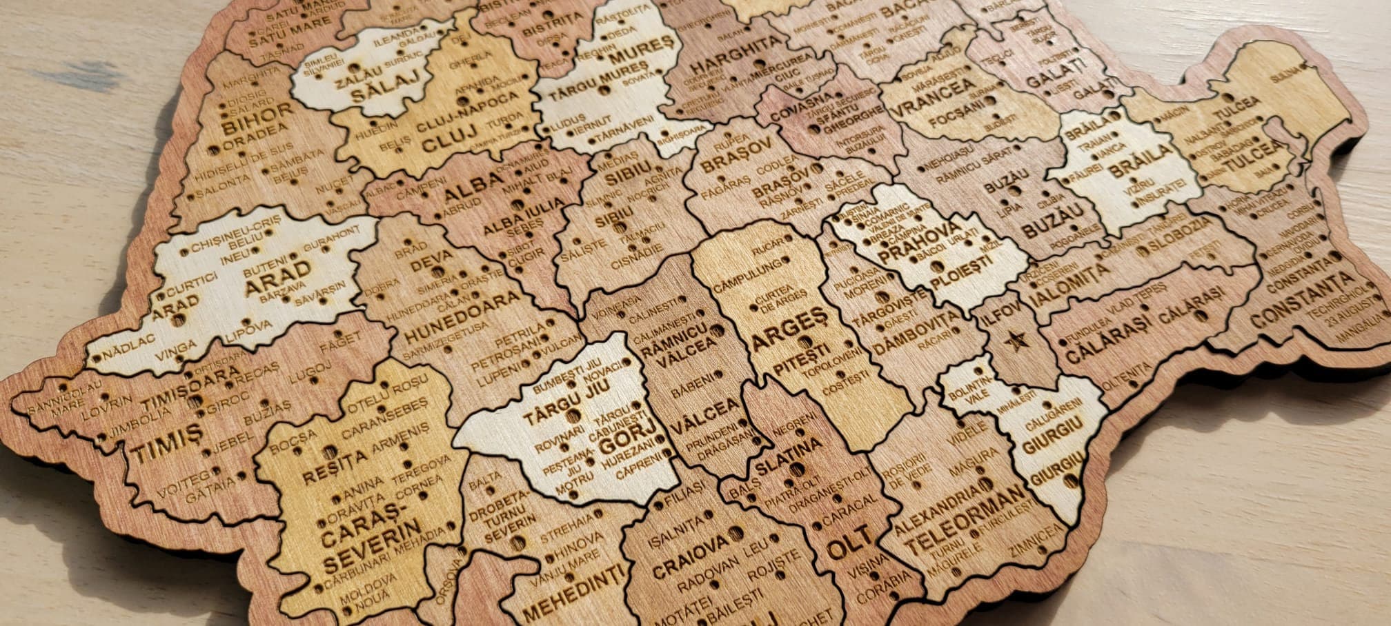 Romania Map Puzzle, Puzzle Harta Romaniei, Travel Puzzle Wooden Romania ...