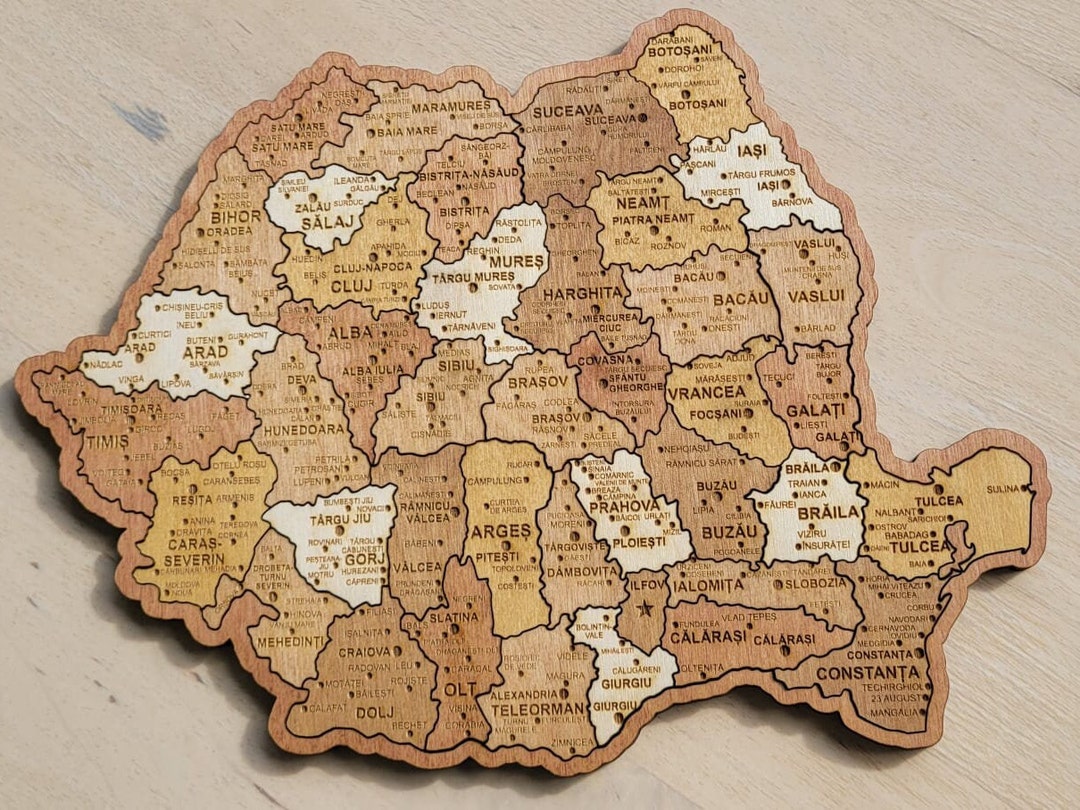 Romania Map Puzzle, Puzzle Harta Romaniei, Travel Puzzle Wooden Romania ...