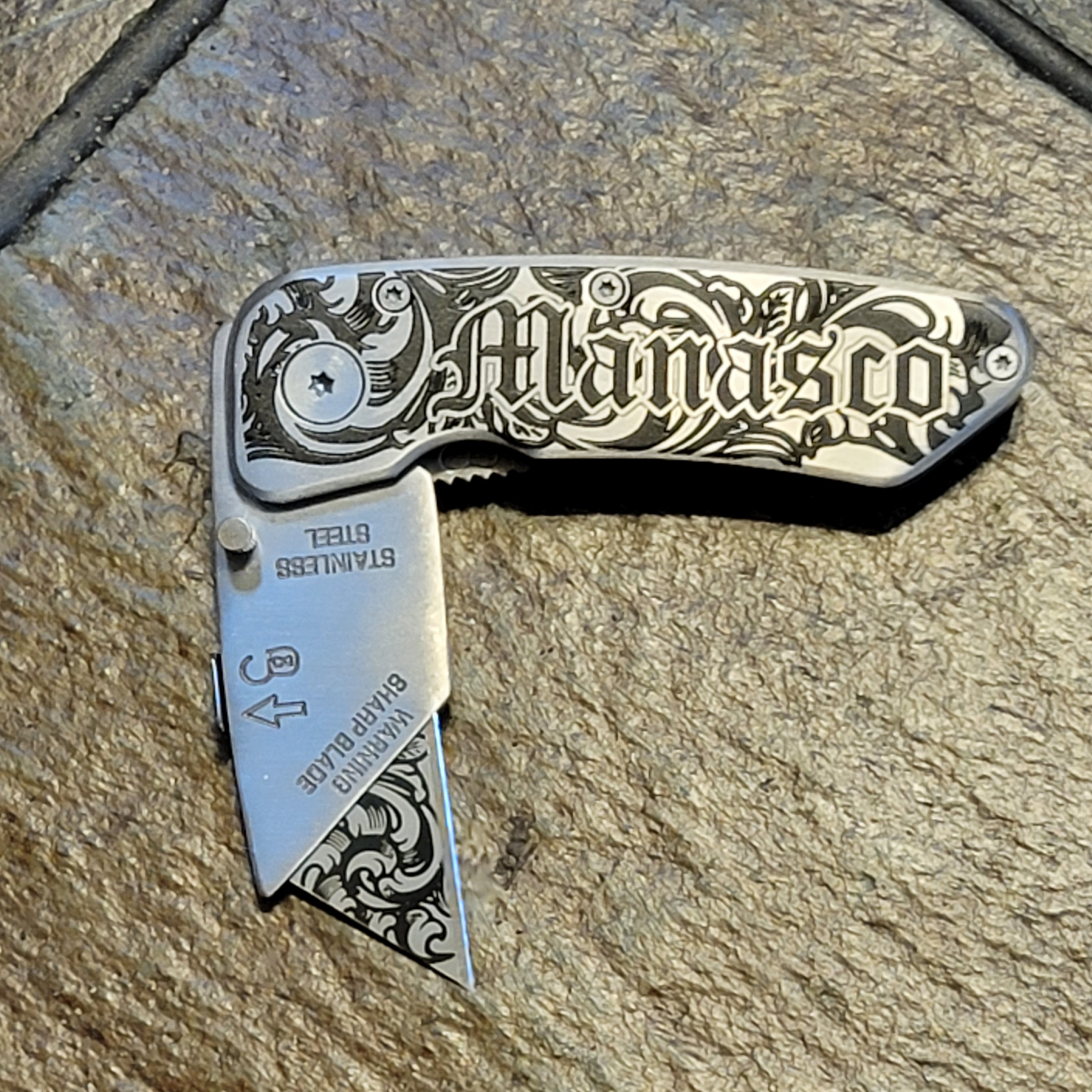 Personalized Folding Stainless Knife Custom Engraved Name With Acanthus ...