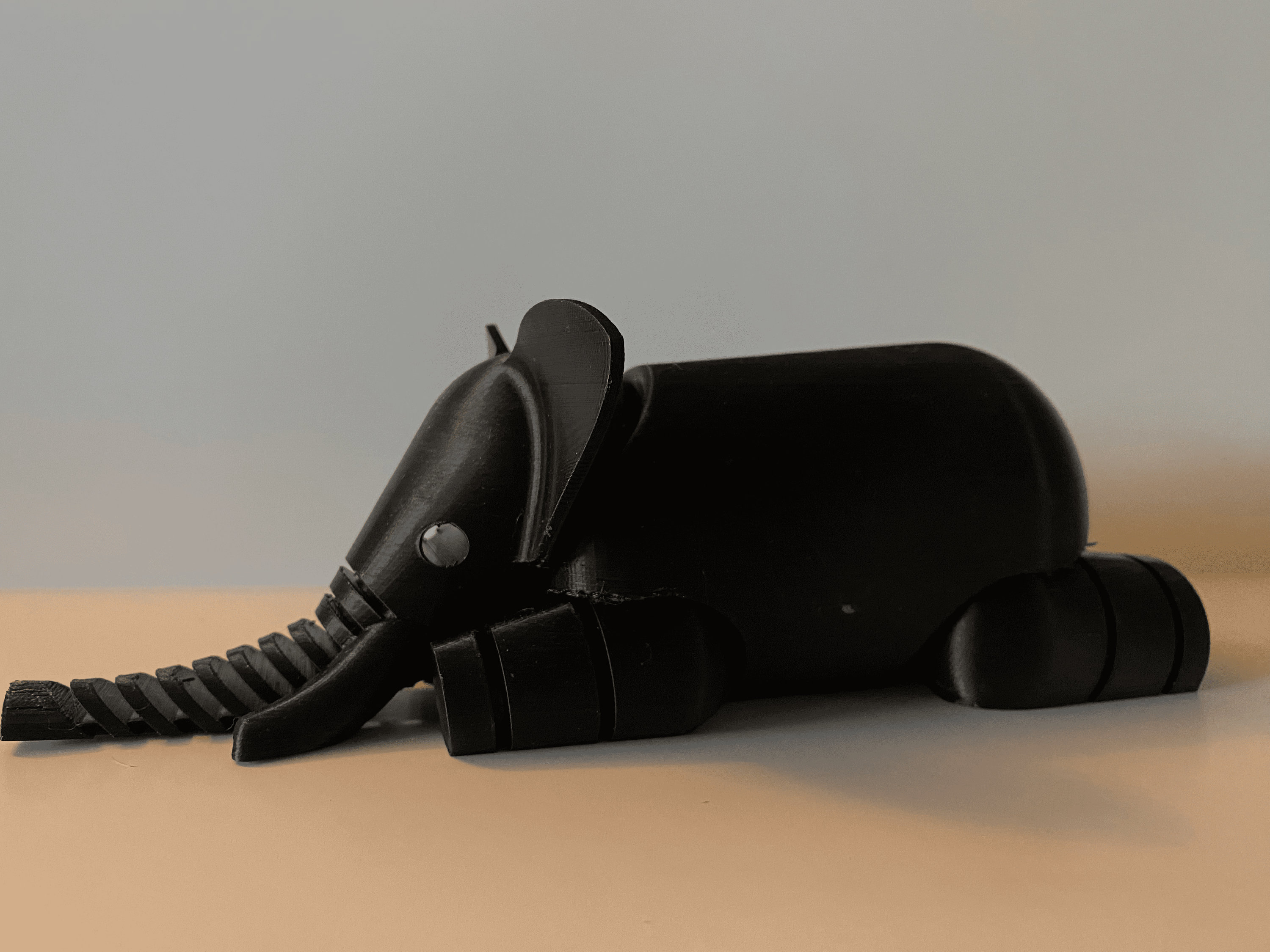 3d Printed Articulating Elephant, High Detail, so Cute, Black, 8" Long ...