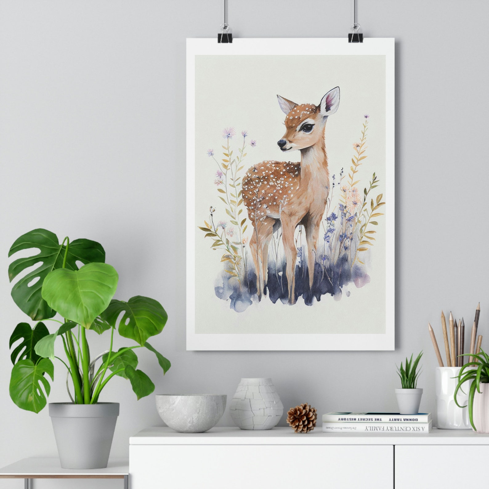 Young Fawn Portrait, Museum-quality Giclée Art Print, Watercolor ...