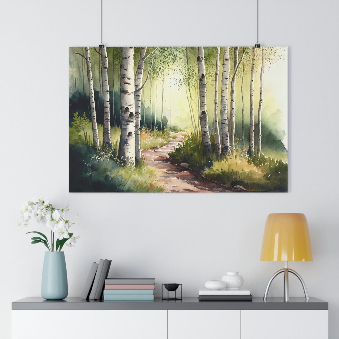 Forest Path Through Birch Trees Museum-quality Giclée Art - Etsy