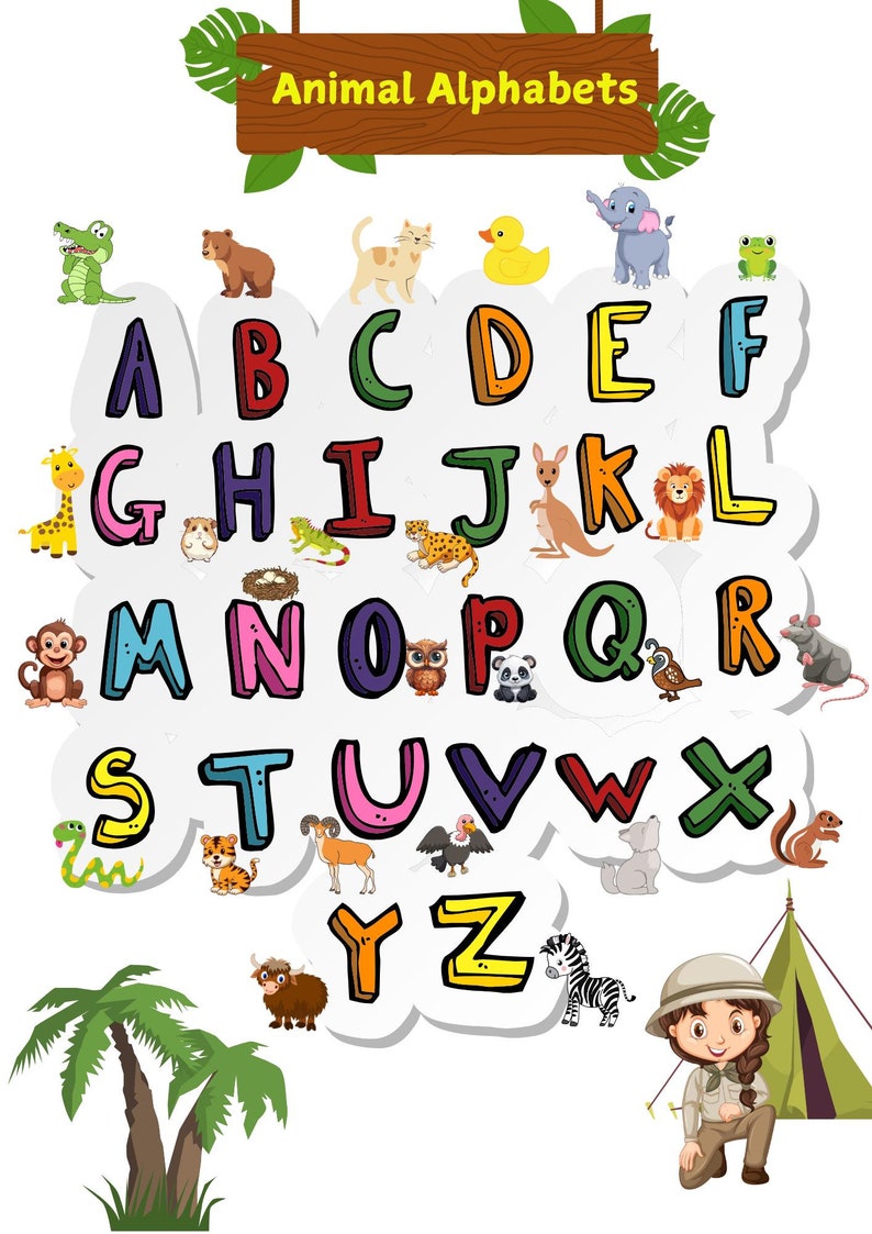 Animal Alphabets (learning Worksheet) - Etsy