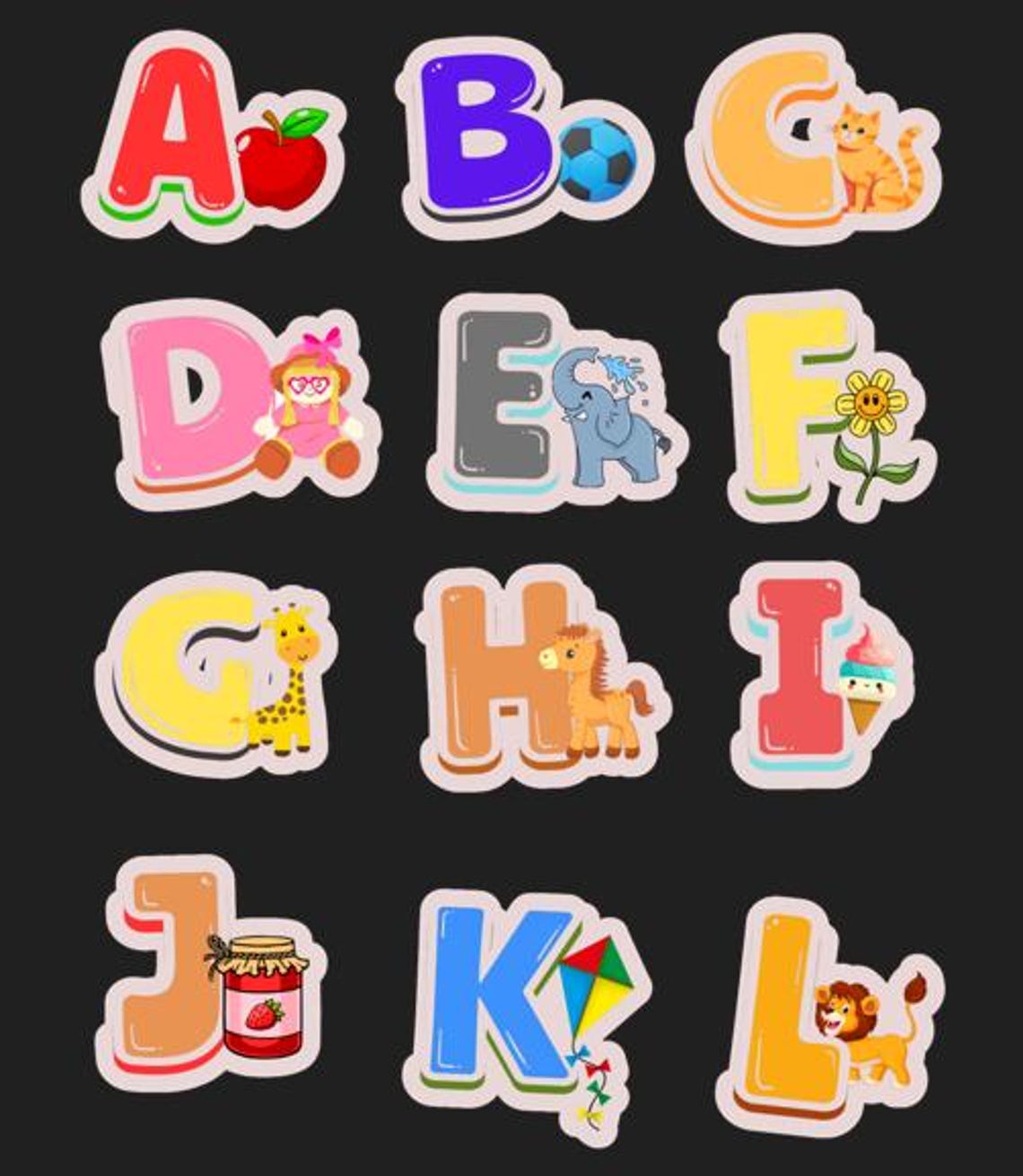 ABC Alphabet Learning Stickers for Kids | A to Z Educational Stickers ...