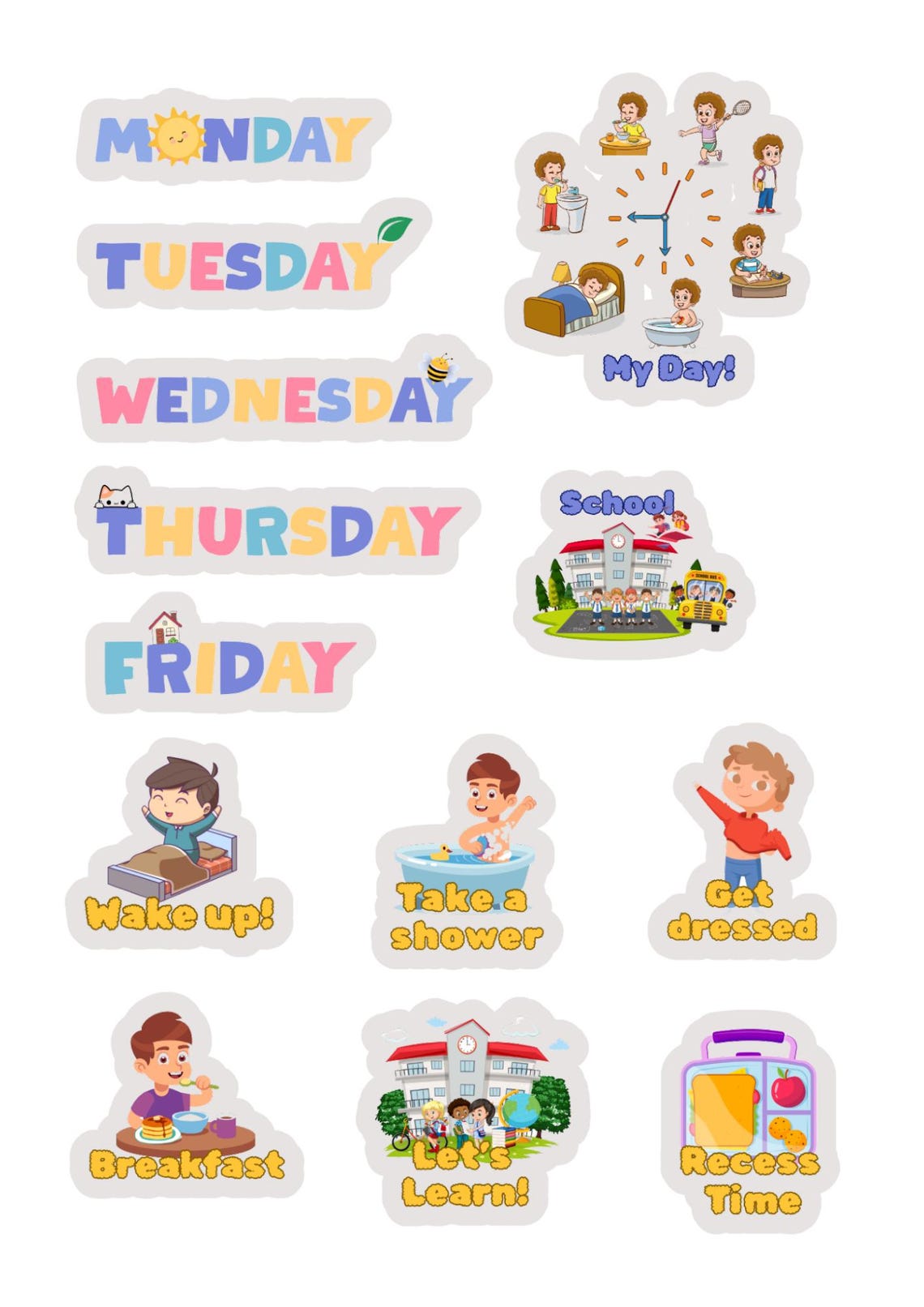 Kids Daily Routine Stickers: Educational Planner With Bonus Worksheets ...