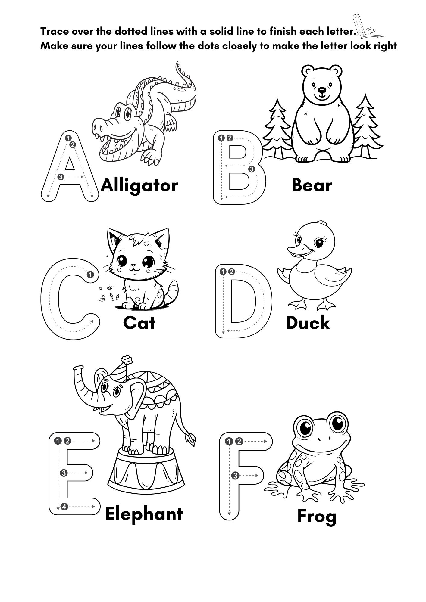 Animal Alphabet Colouring Pages - Etsy