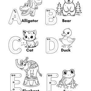Animal Alphabet Colouring Pages - Etsy