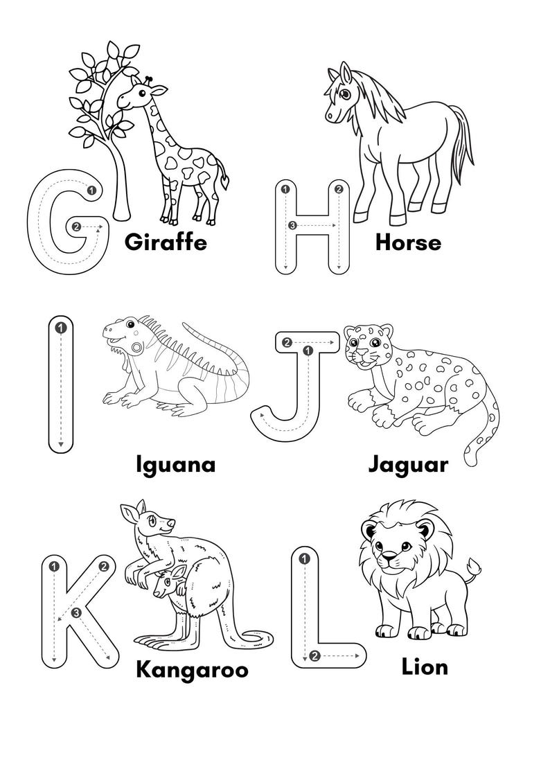 Animal Alphabet Colouring Pages - Etsy