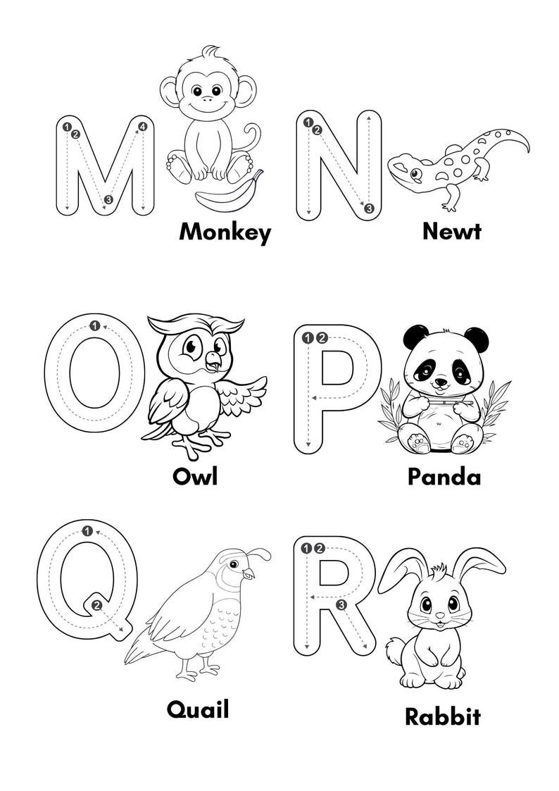 Animal Alphabet Colouring Pages - Etsy
