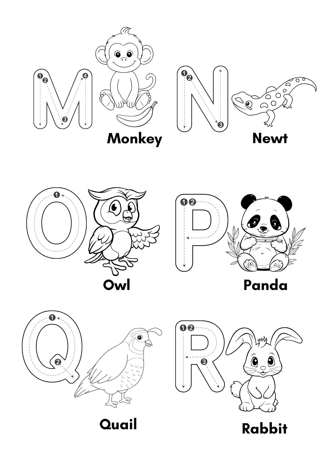 Animal Alphabet Colouring Pages - Etsy