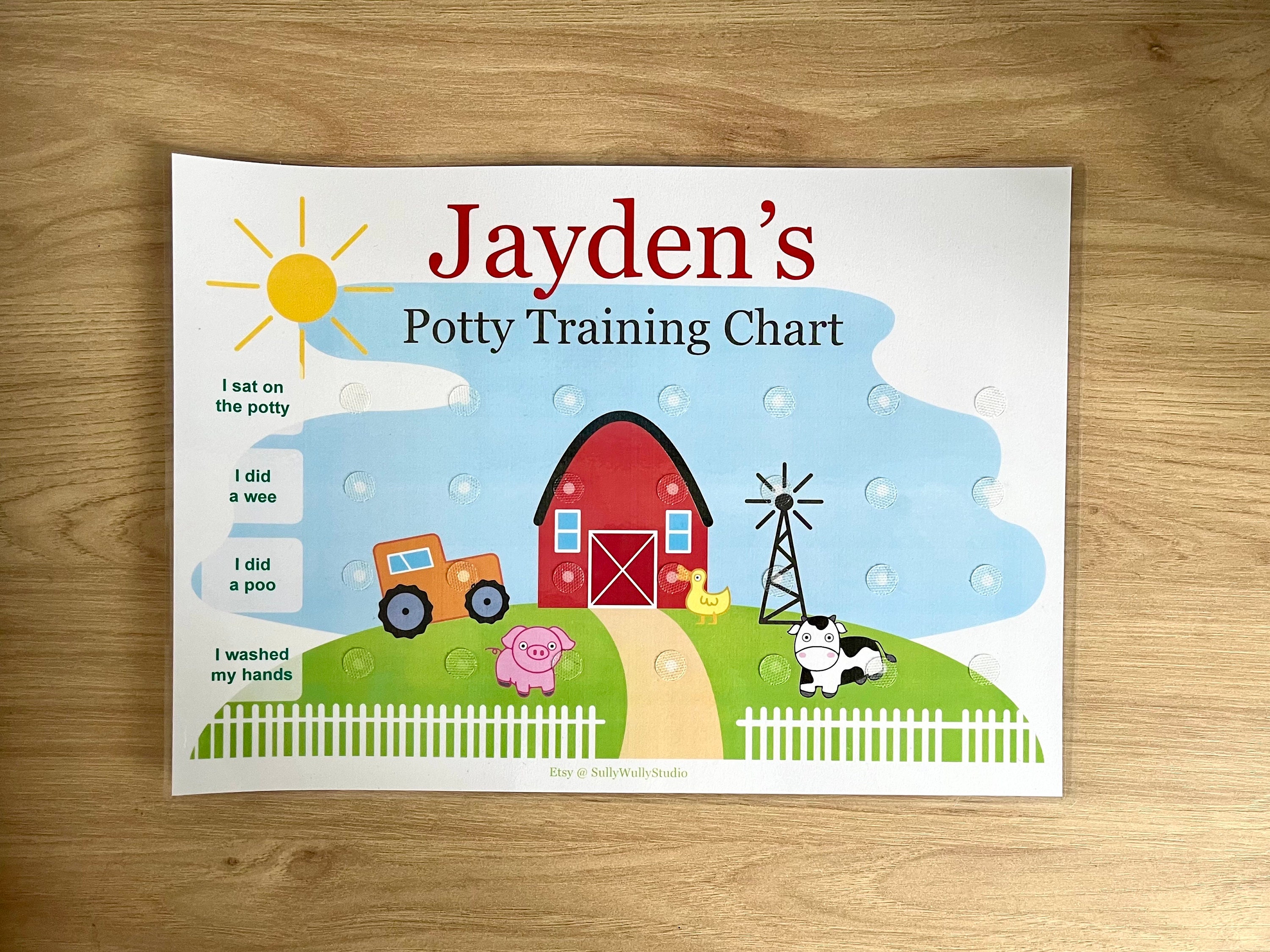 Farm Potty Training Chart With Velcro Star Rewards Personalised - Etsy