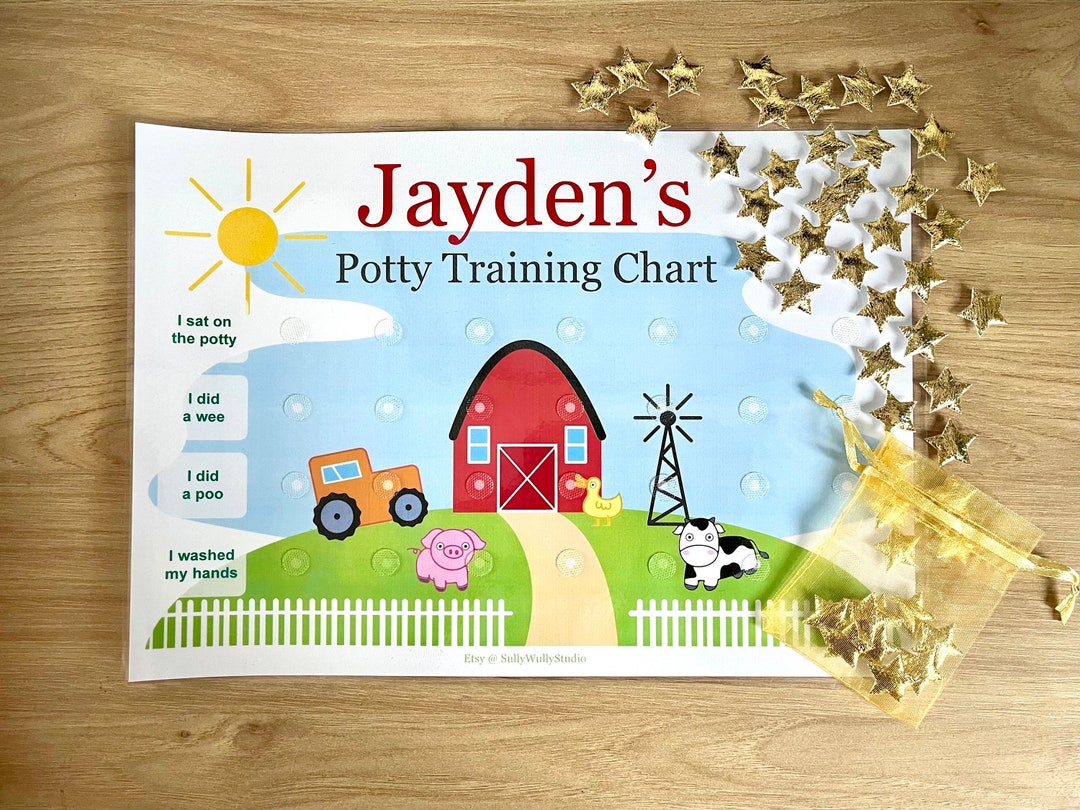 Farm Potty Training Chart With Velcro Star Rewards Personalised - Etsy