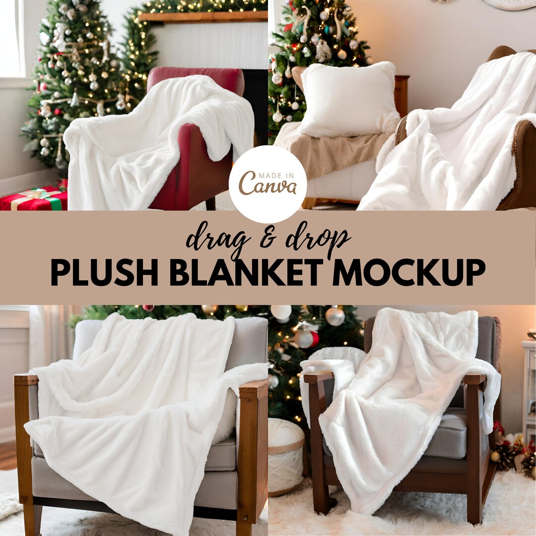 Velveteen Plush Blanket Mockup Throw Blanket Blanket Mockup Christmas ...