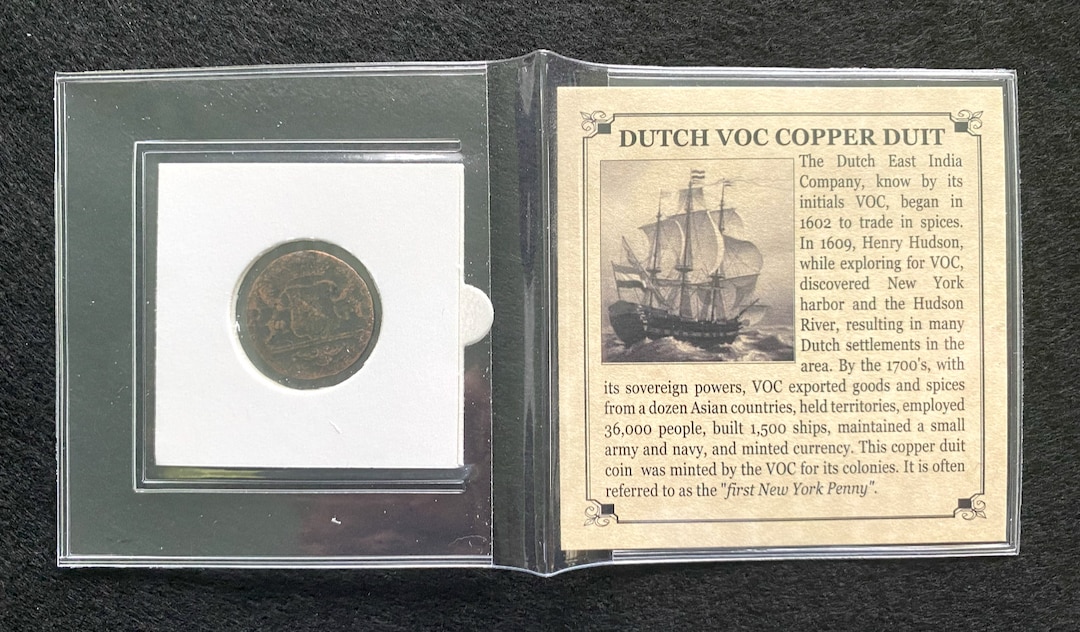 First New York Penny VOC Copper Coin 1700's - COA and History and ...