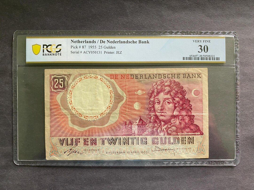 Netherlands 25 Gulden 1955 Banknote PCGS 30 VF - Etsy
