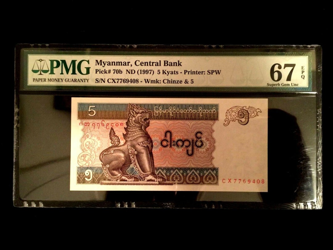 Myanmar 5 Kyats 1997 Banknote World Paper Money UNC Currency PMG ...