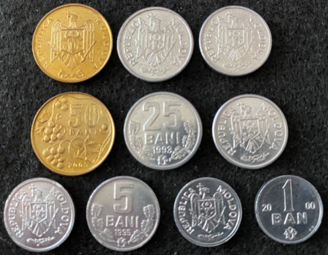 Moldova 5 Coins Set 1, 5, 10, 25, 50 Bani UNC 1990s to 2003 World Coins ...