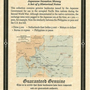 World War II Japanese Invasion Money in Album COA and History - Etsy
