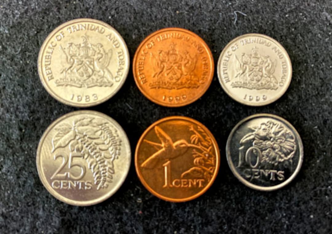 Trinidad & Tobago 3 Coins Set 1, 10, 25 Cents UNC World Coins Year 1983 ...