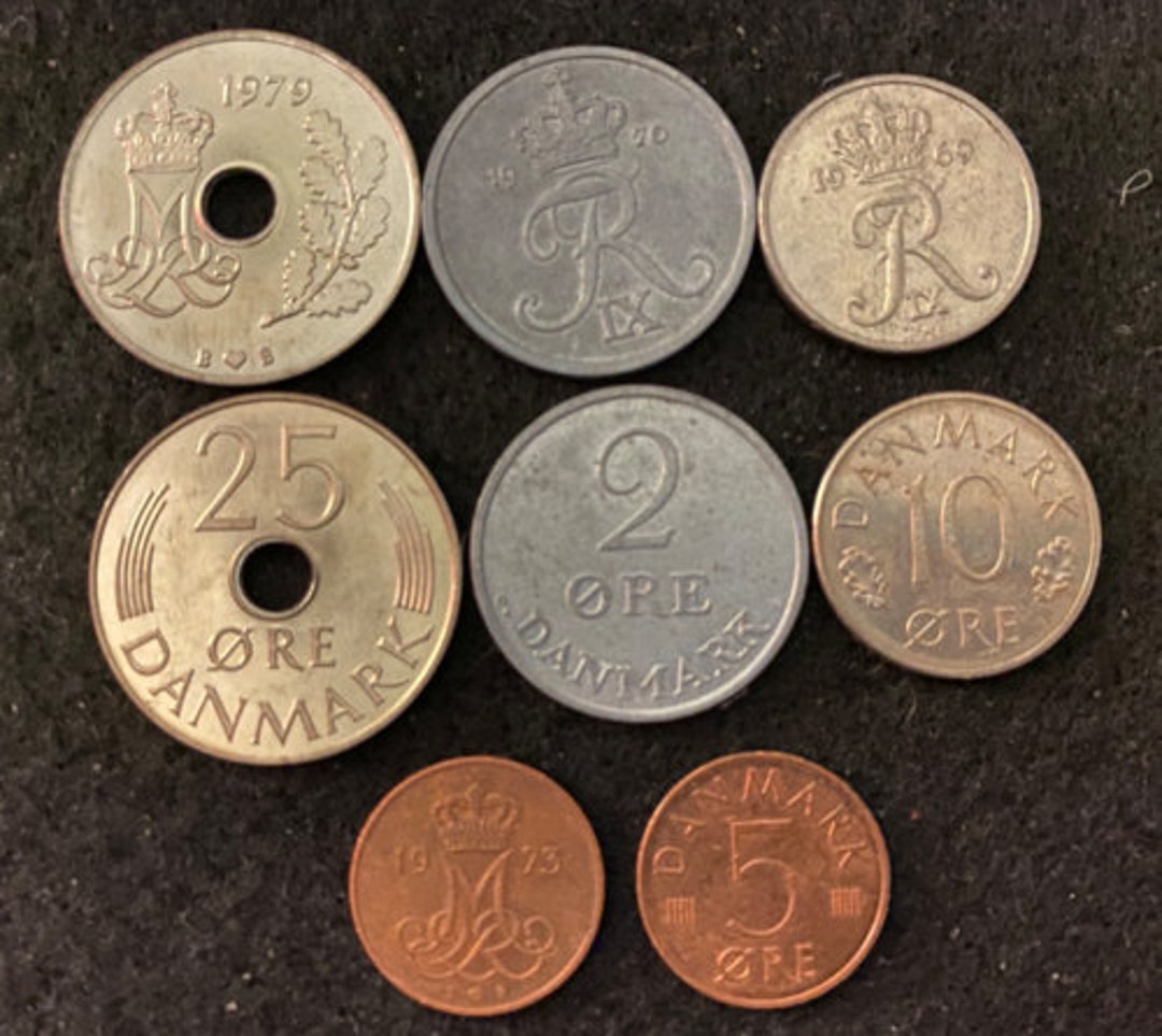 Denmark 4 Coins Set 2, 5, 10, 25 Ore Year 1960s to 1970s World Coins - Etsy