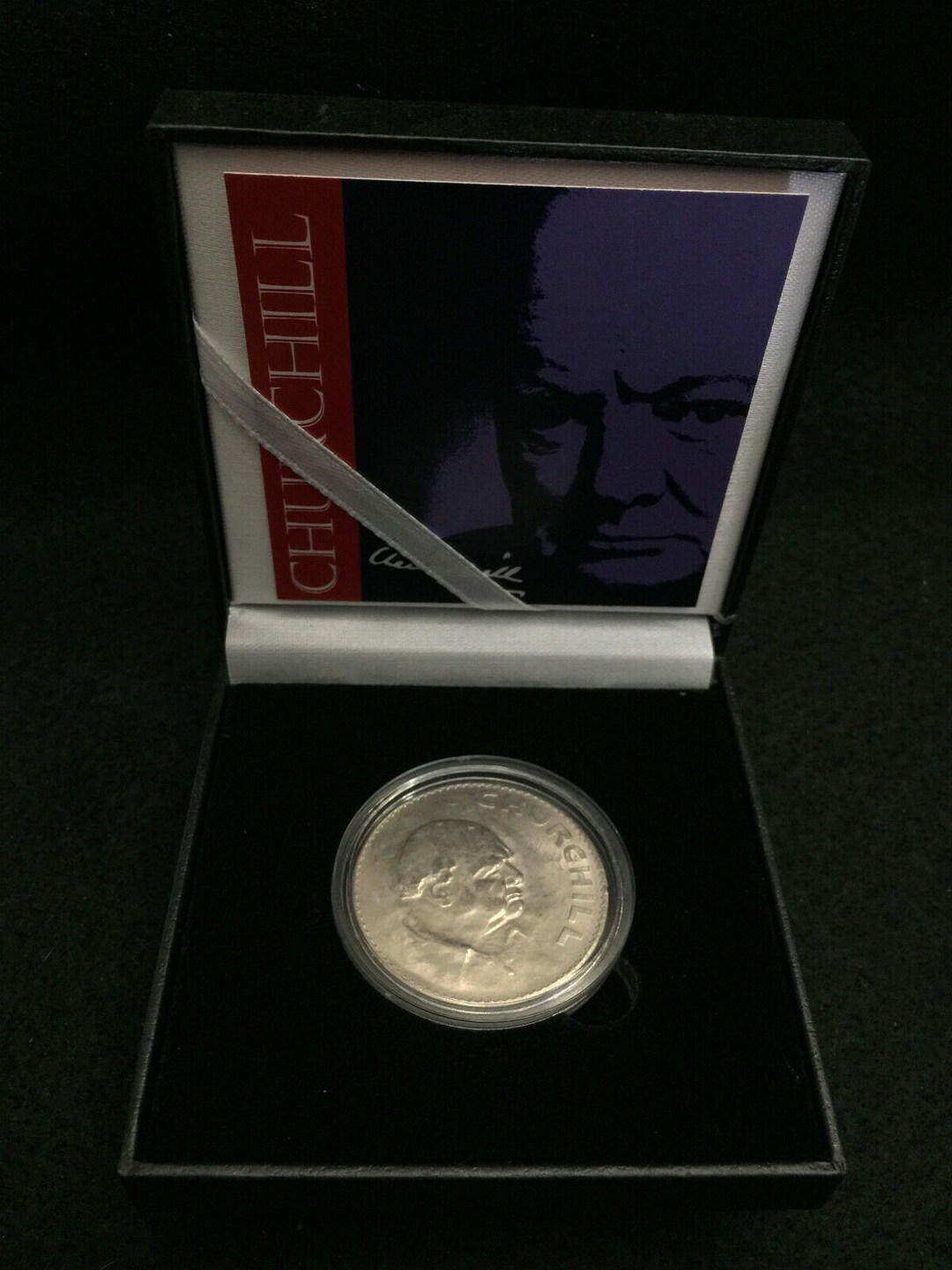 1965 British Crown Coin Sir Winston Churchill SOA and Capsule & Display ...