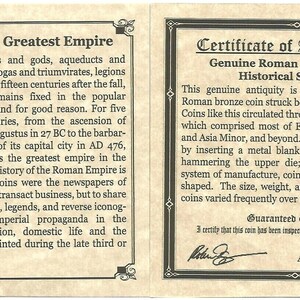 Authentic Ancient Rome Bronze Coin AD 240-410 - COA and History and ...
