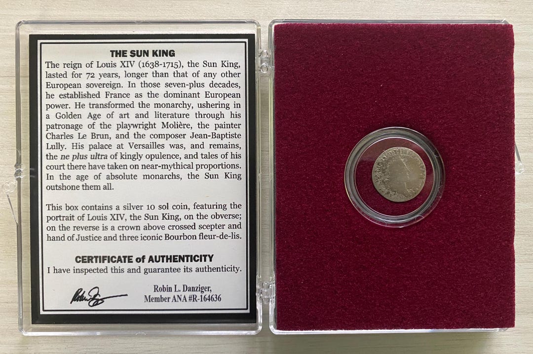 Sun King: Louis XIV Silver Coin in Clear Case and COA and History - Etsy