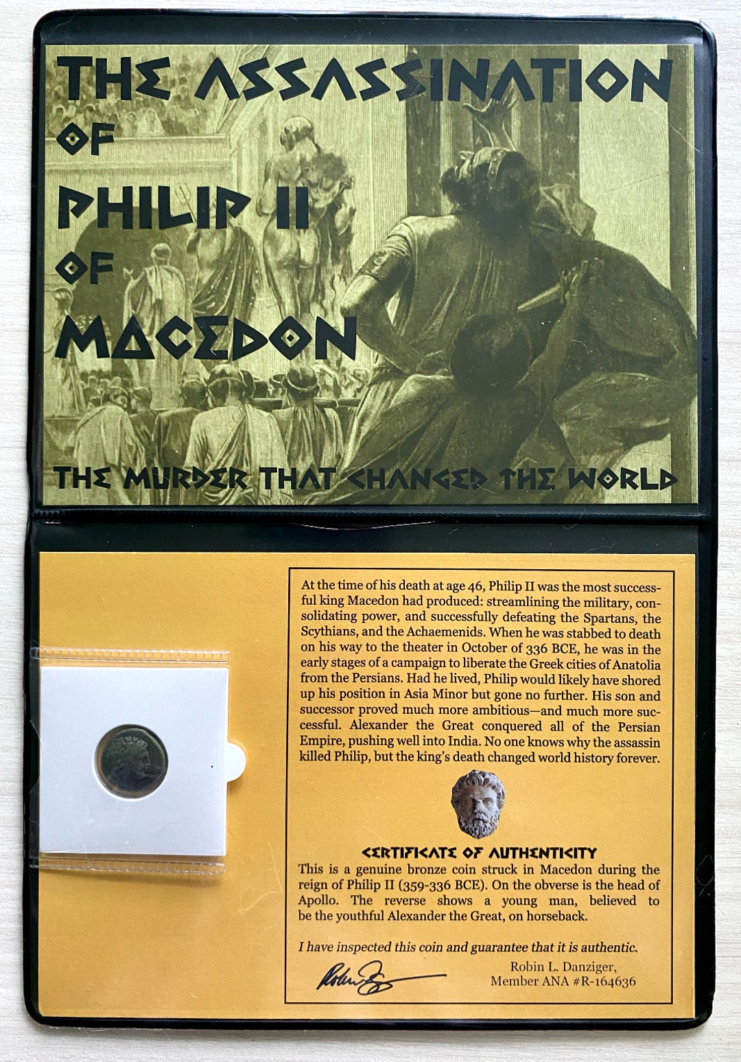 The Assassination of Philip II of Macedon Bronze Coin 359-336 BCE COA ...