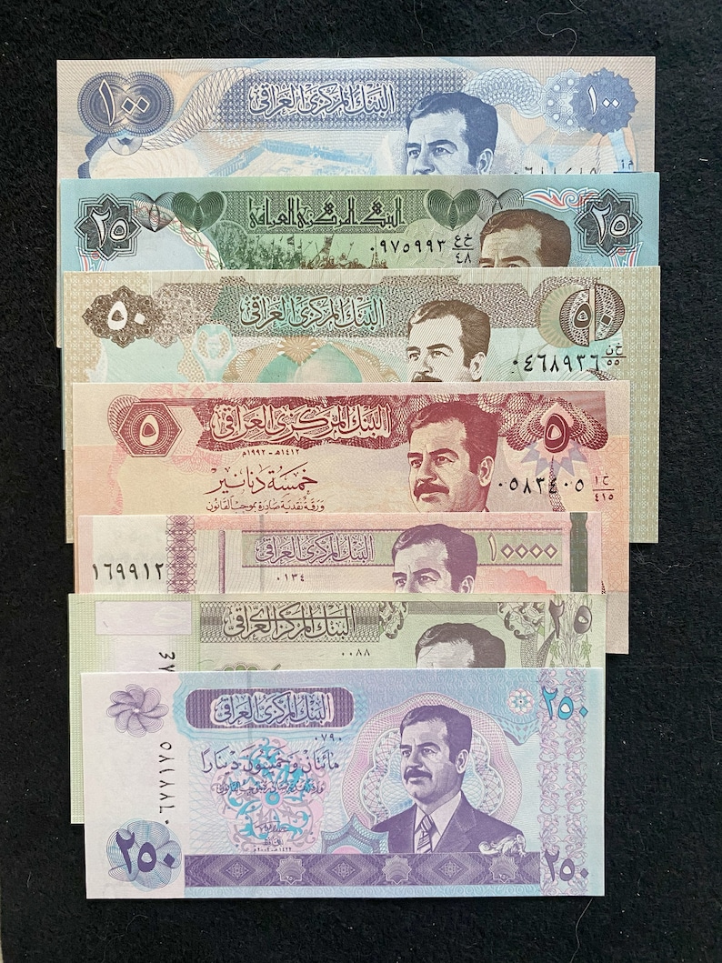 Saddam Hussein: Dictator of Iraq Set of 2 Coins and 7 Banknotes COA and ...