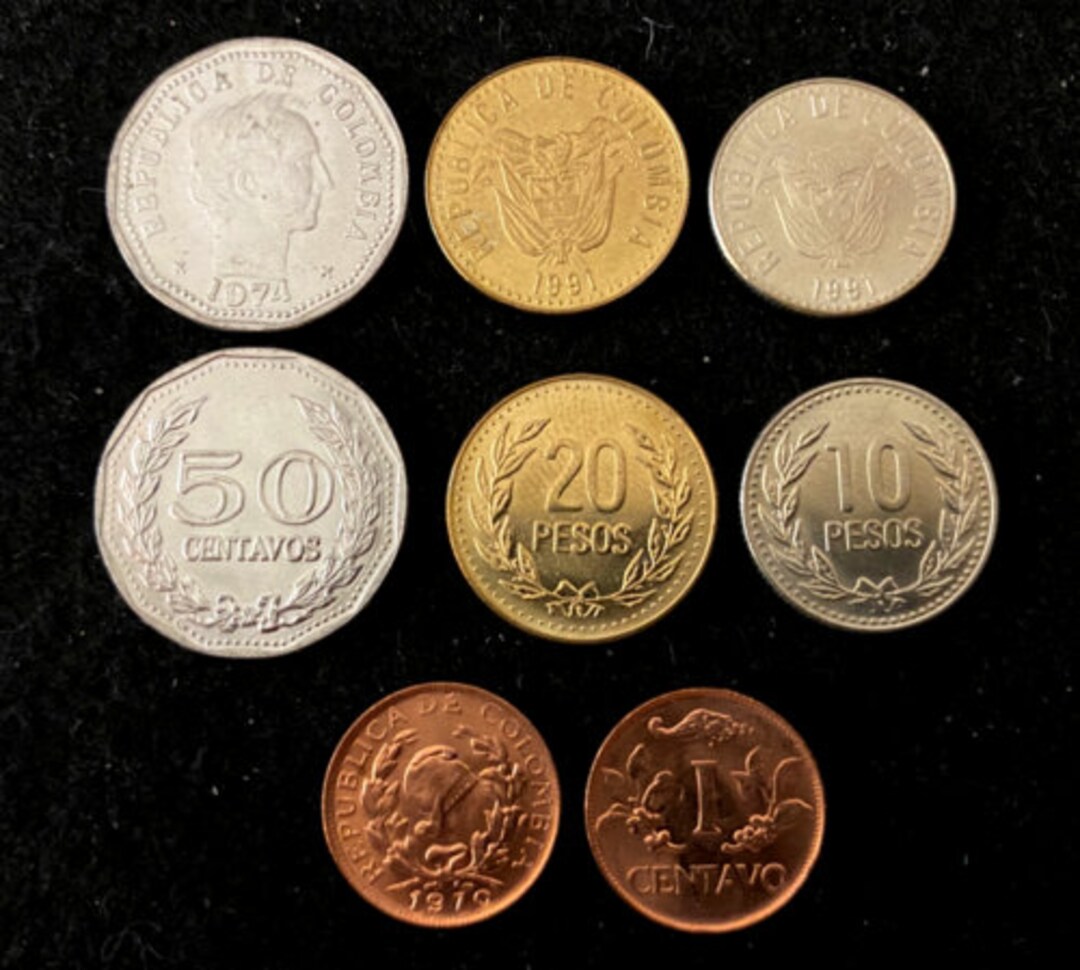 Colombia 4 Coins Set 1 Centavo, 10 Pesos, 20 Pesos, 50 Centav UNC World ...
