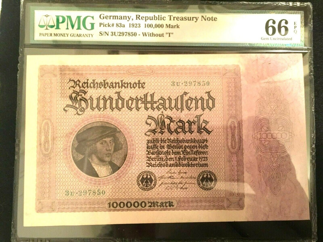 Antique Rare Historical 100,000 German Marks 1923 - PMG Certified UNC ...