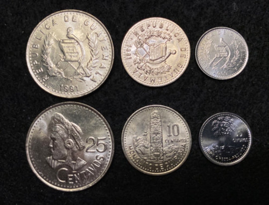 Guatemala 3 Coins Set 5, 10, 25 Centavos UNC Year 1990s World Coins - Etsy