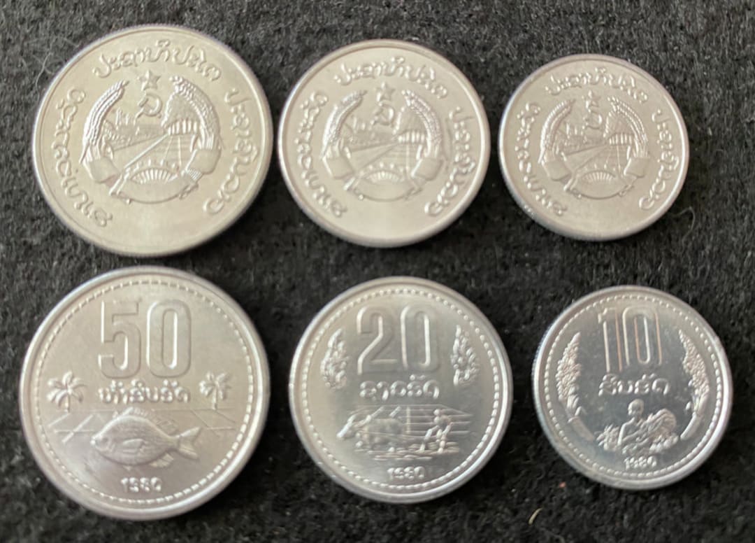 Laos 3 Coins Set 10, 20, 50 Att World Coins Year 1980 - Etsy