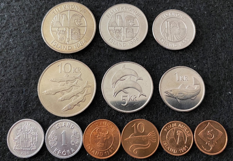 Iceland 6 Coins Set 1, 5, 10 Aurar & 1, 5, 10 Kronur Year 1990s UNC ...