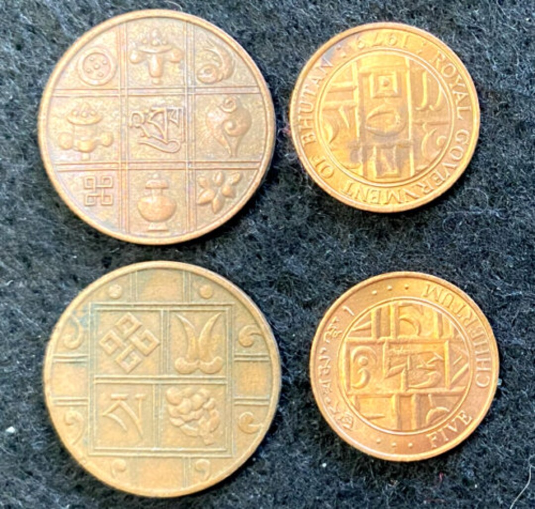 Bhutan 2 Coins Set 1 Pice 1951 and 5 Chetram 1979 World Coins - Etsy