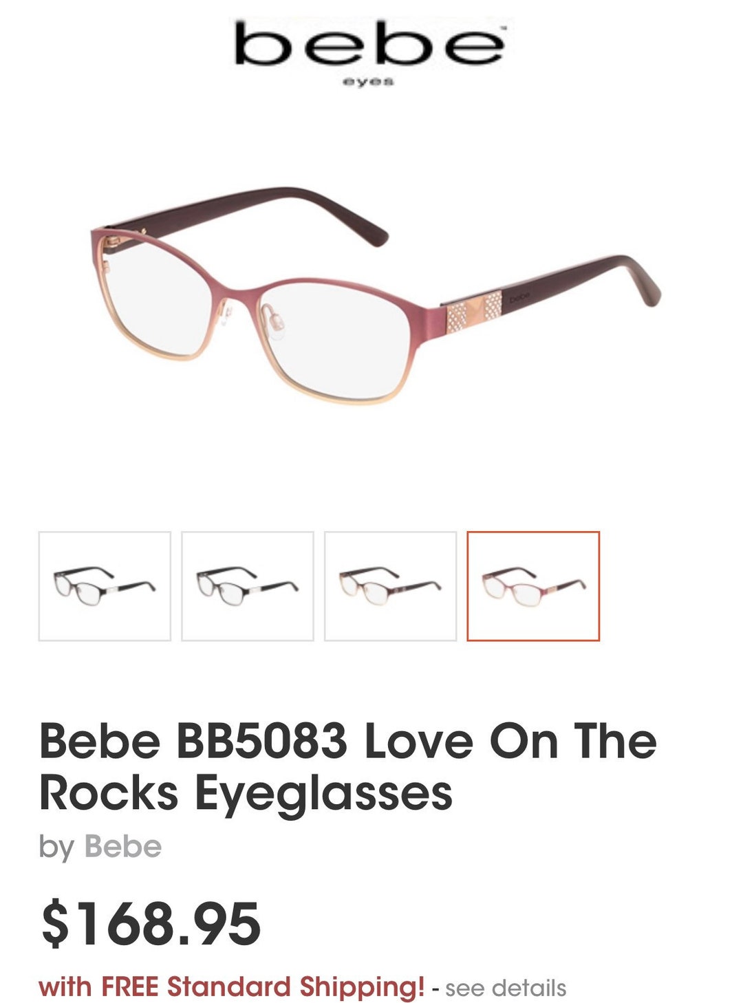 Bebe Optical & Bebe/swarovski Crystals Designer Glasses Eyewear ...