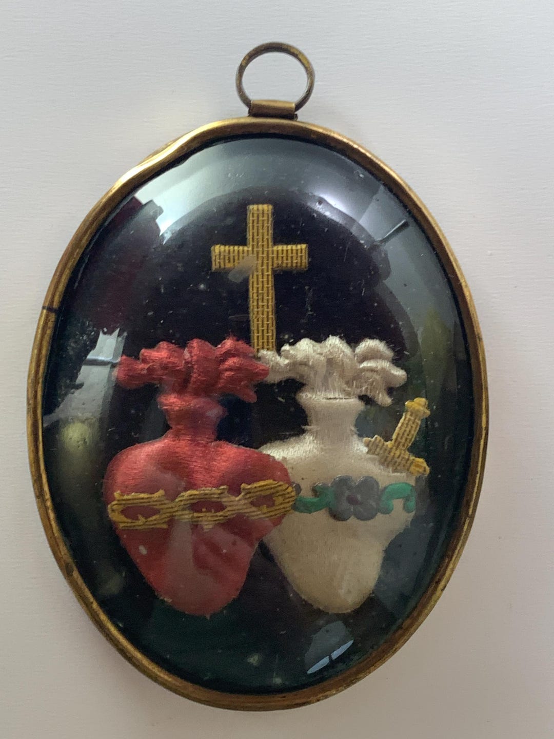 Catholic French Reliquary Sacred Heart Ex Voto Domed Glass Antique - Etsy