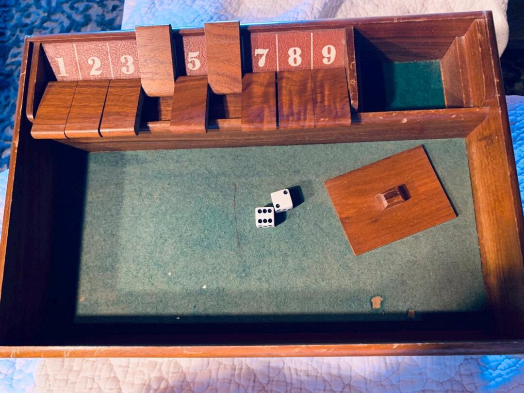 Antique Shut the Box ,tric Trac , Bakarat , Canoga or Klackers Board ...