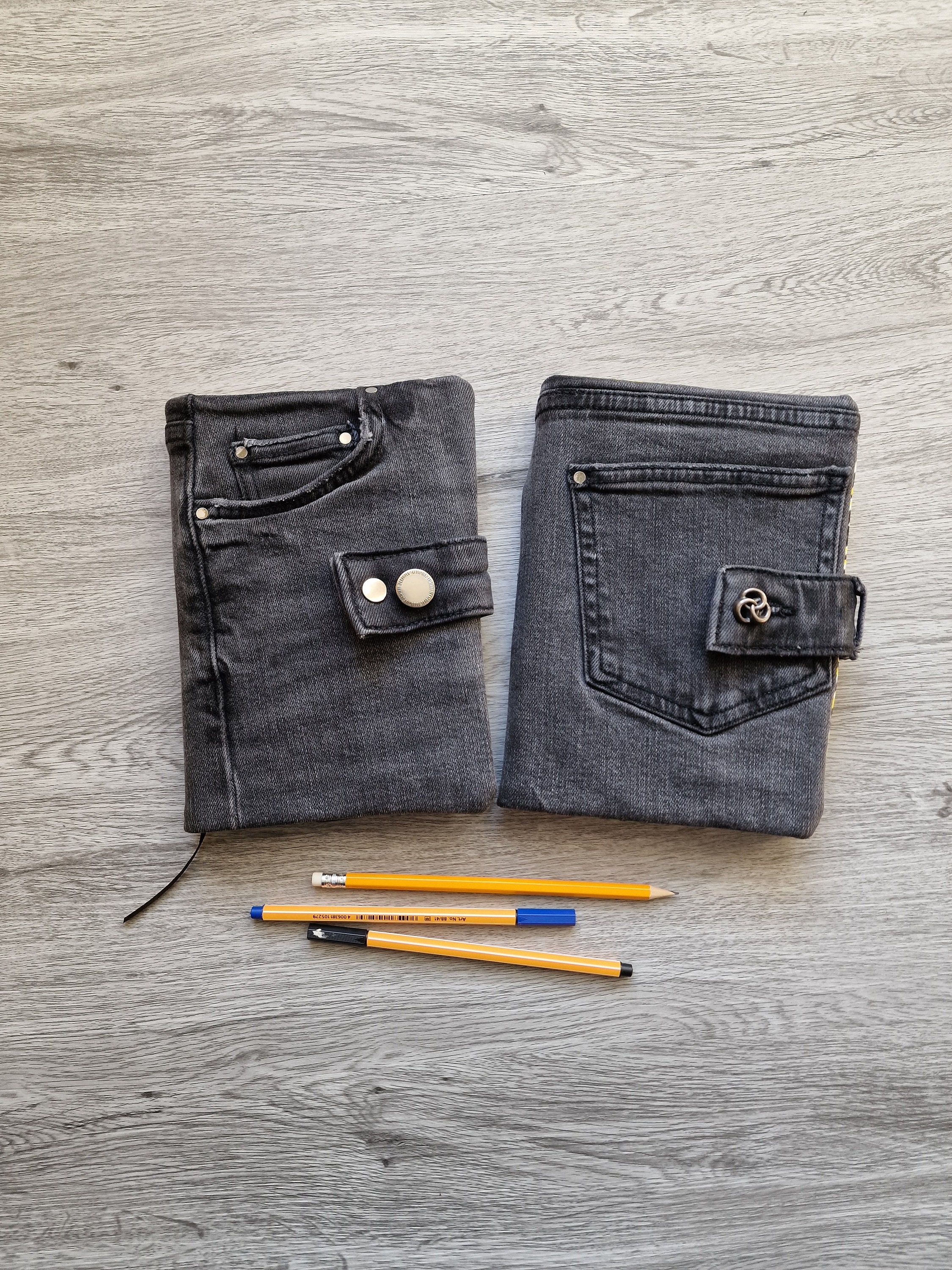 Denim Fabric Book Cover + A5 Notebook, Upcycled Jeans A5 Journal ...