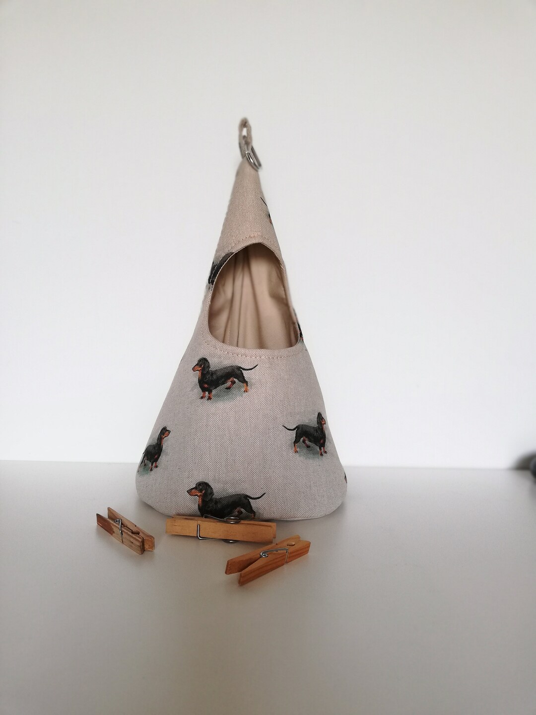 Dachshund Fabric Clothes Peg Bag Conical Nordic Clothespin Hanging ...