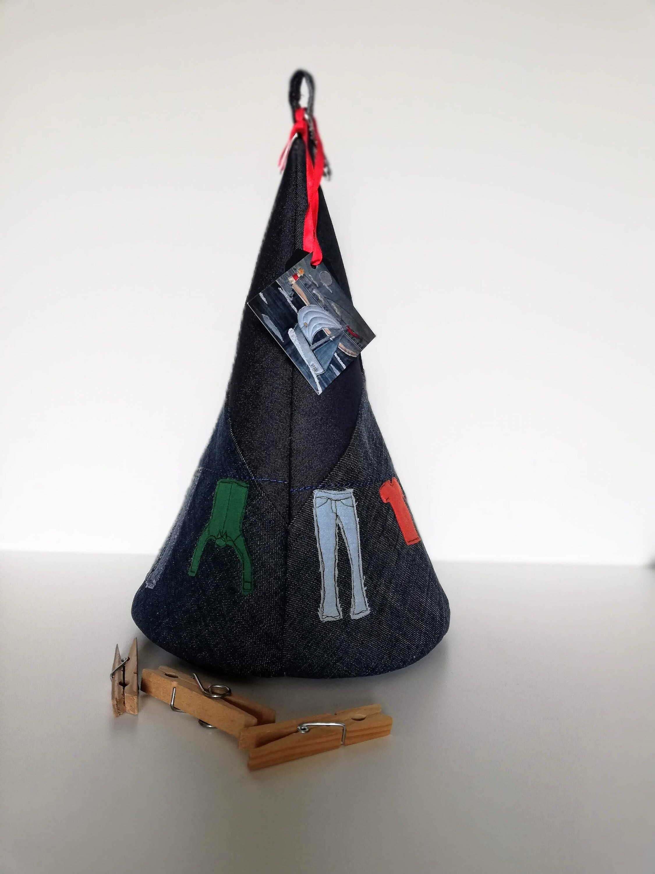 Large Peg Bag, Conical/cone/swedish Clothespin Storage With Applique ...