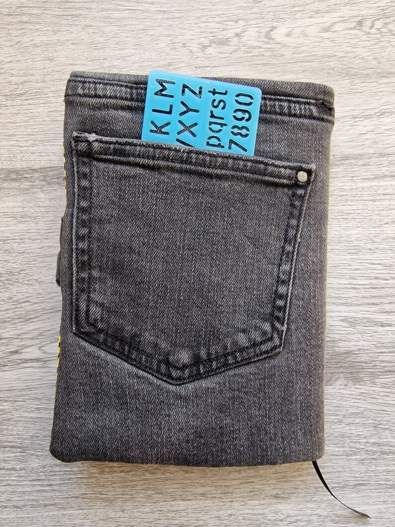 Denim Fabric Book Cover + A5 Notebook, Upcycled Jeans A5 Journal ...