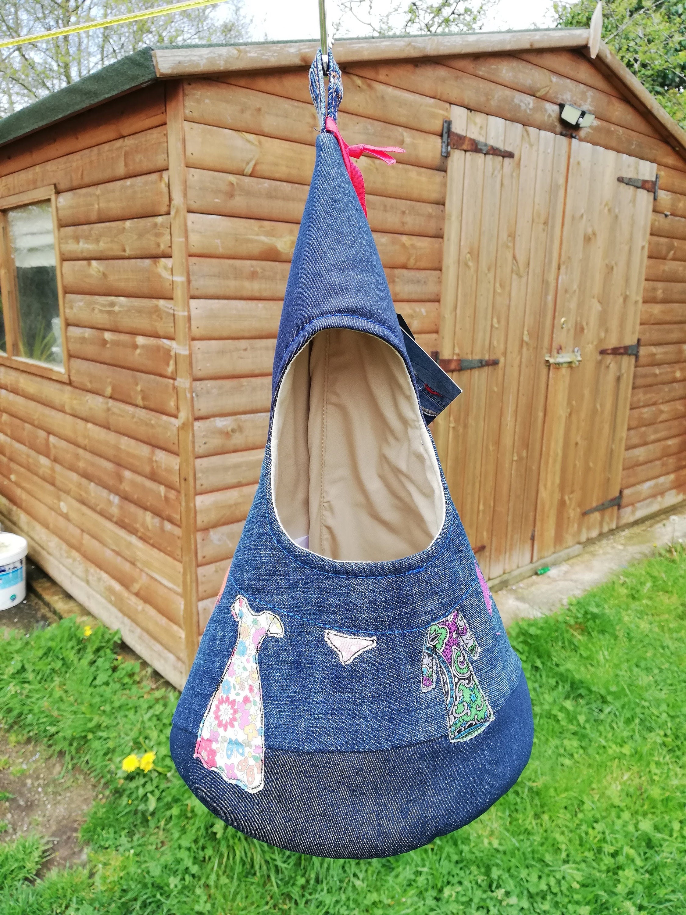Large Peg Bag, Conical/cone/swedish Clothespin Storage With Applique ...